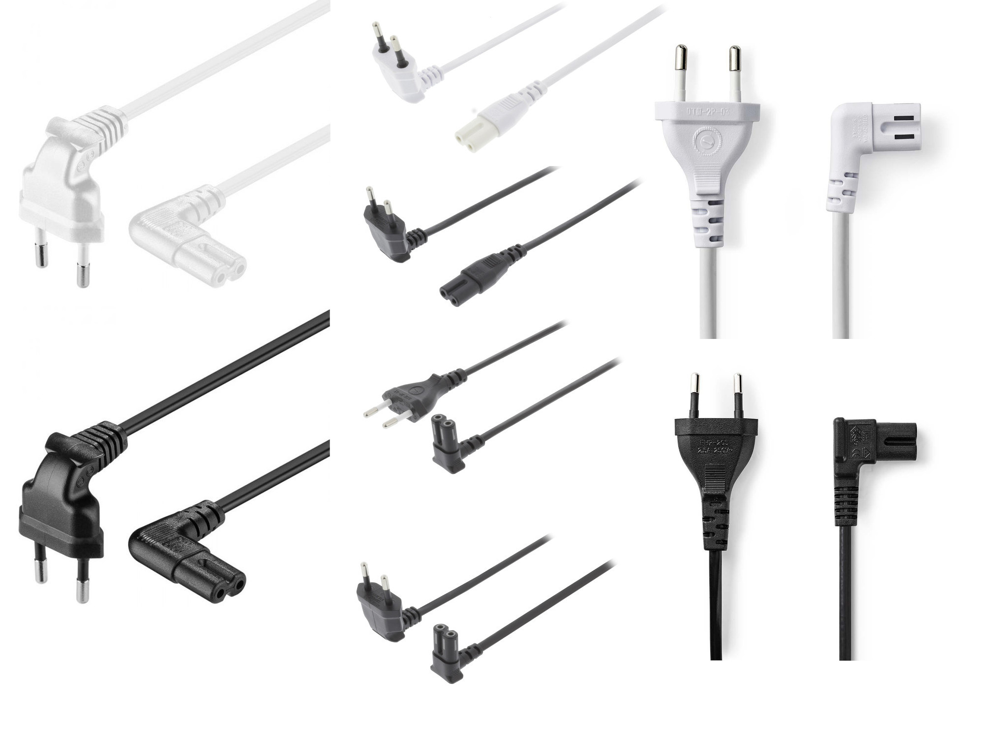 0,3 - 10 m Euro-Netzkabel gewinkelt TV CEE7/16 Stecker IEC 320-C7 ...